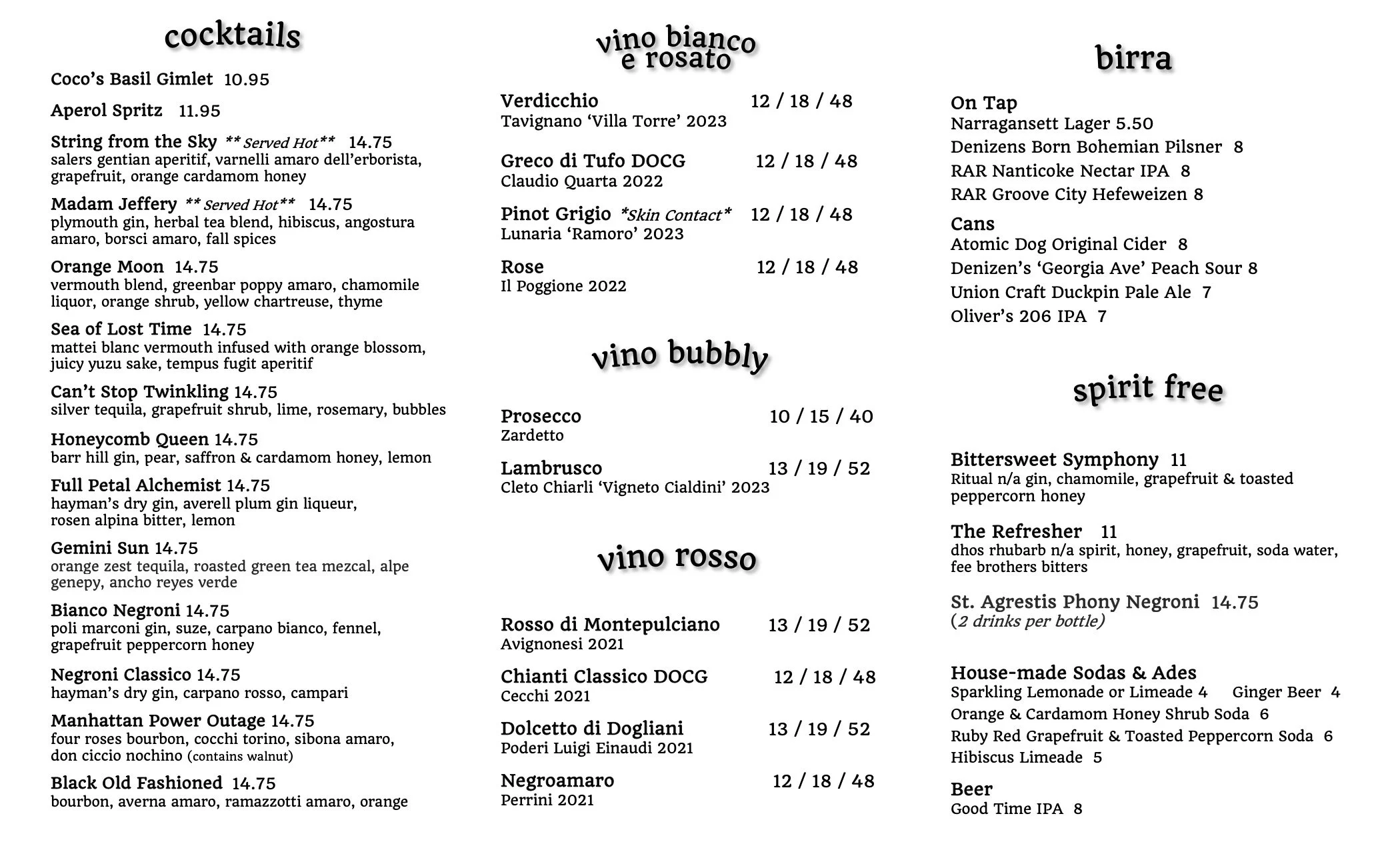 Menus — Little Coco's