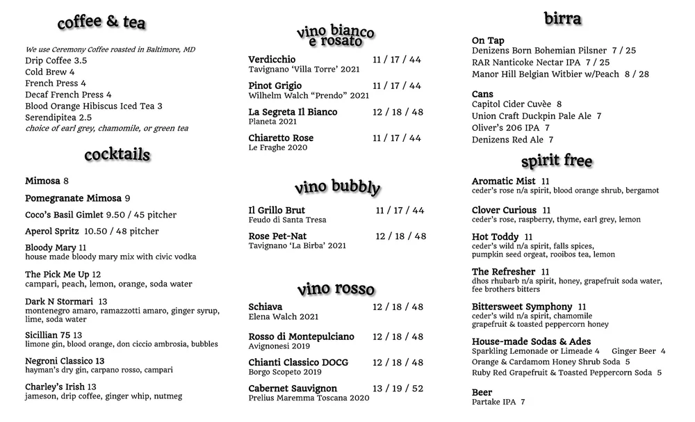 Menus — Little Coco's