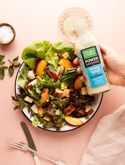 Grilled Chicken Salad with Peaches, Bacon, and Creamy Ranch Dressing ...