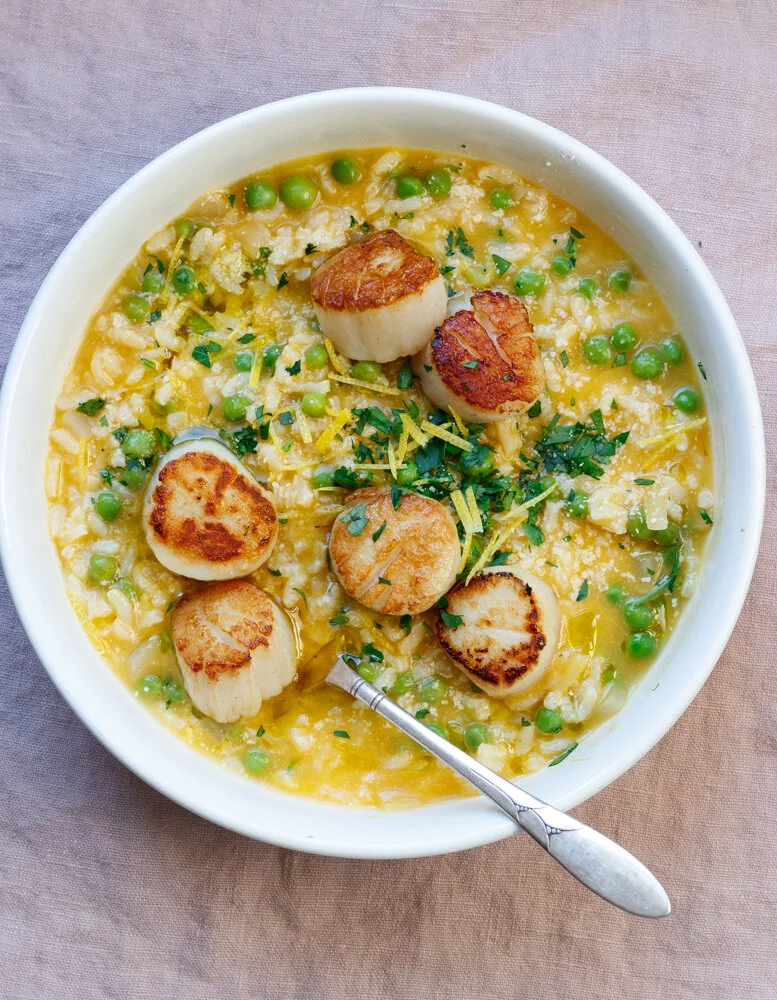 Spring Pea Risotto with Lemon (and Scallops ) — Amanda Frederickson