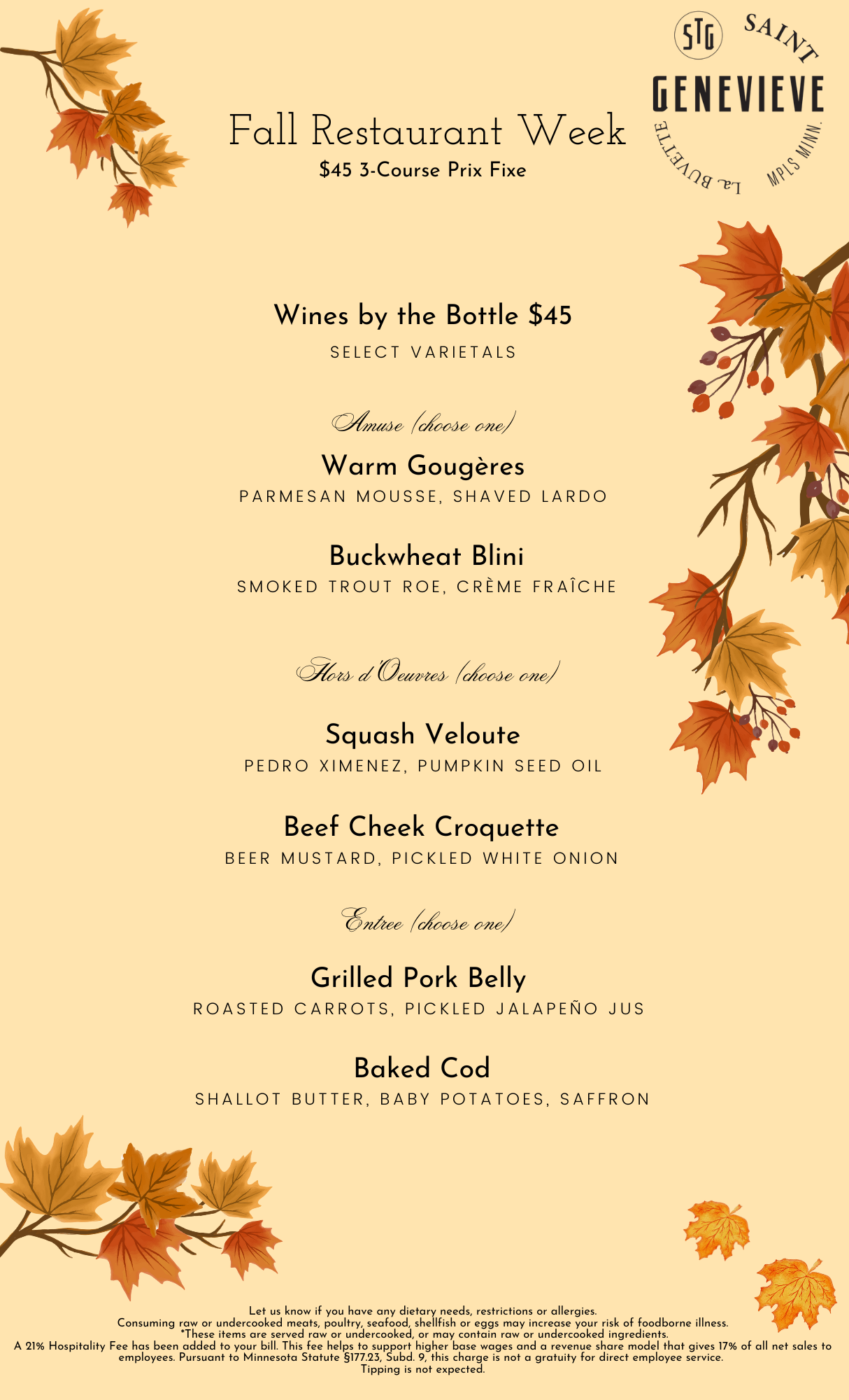 Minneapolis Fall Restaurant Week — St. Genevieve