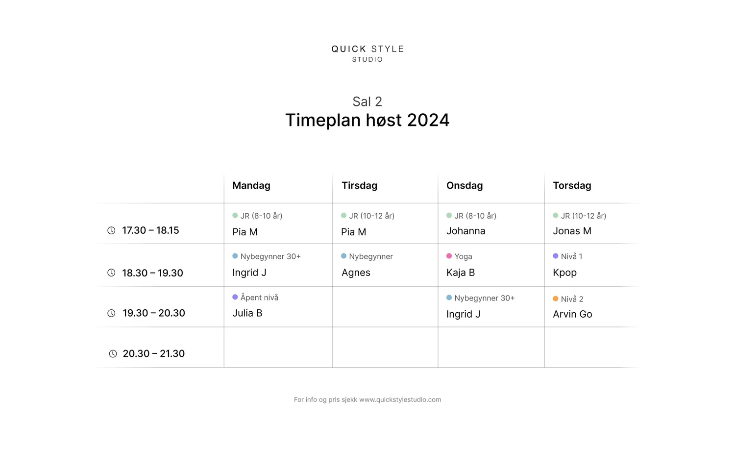 TIMEPLAN — QUICK STYLE STUDIO