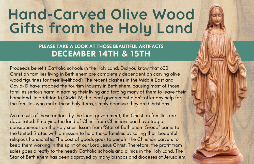 Hand-carved Olive Wood Gifts from the Holy Land are here! — St. Francis ...