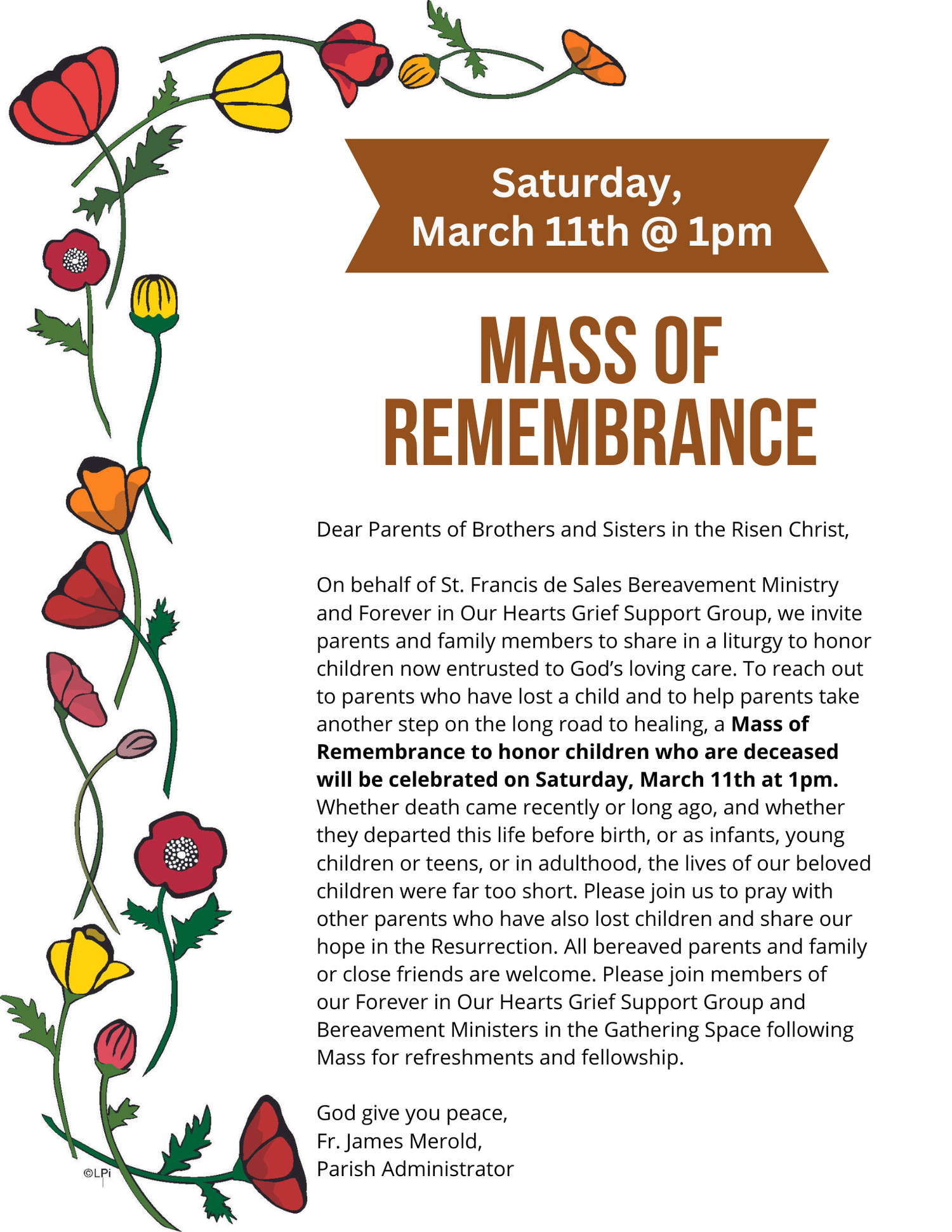 Mass of Remembrance March 11th @ 11am — St. Francis de Sales Catholic ...