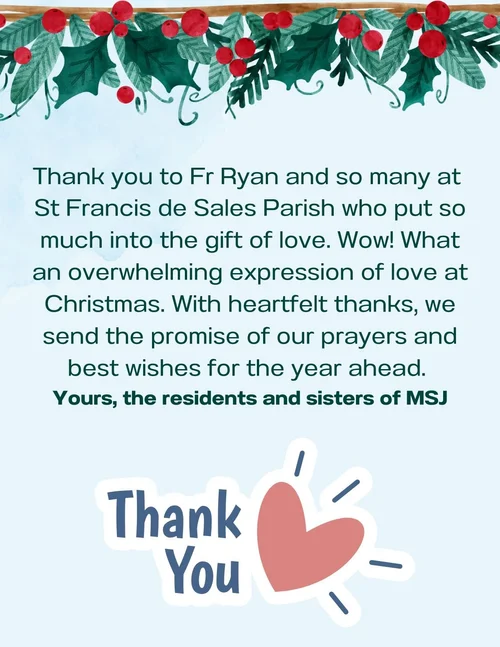 Mt St Joseph Thank You! — St. Francis de Sales Catholic Parish