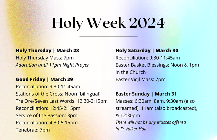 Holy Week Schedule 2024 — St. Francis de Sales Catholic Parish