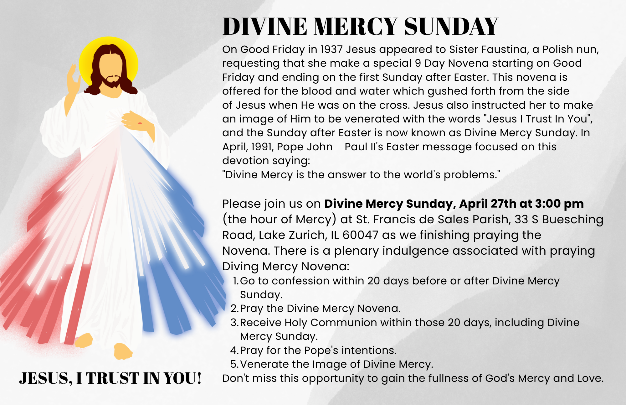Divine Mercy Sunday — St. Francis de Sales Catholic Parish