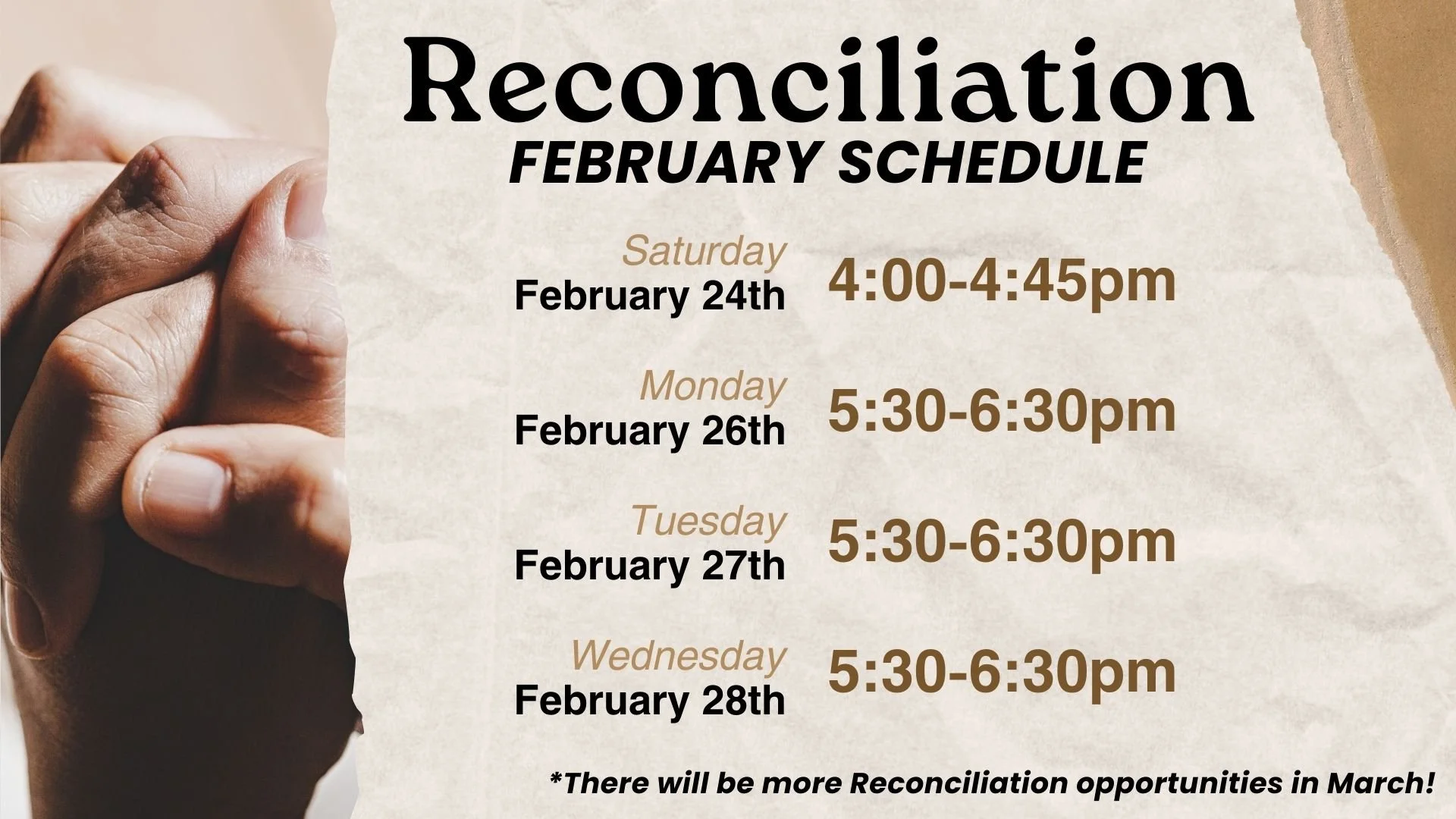 Reconciliation — Virtual Bulletin — St. Francis de Sales Catholic Parish