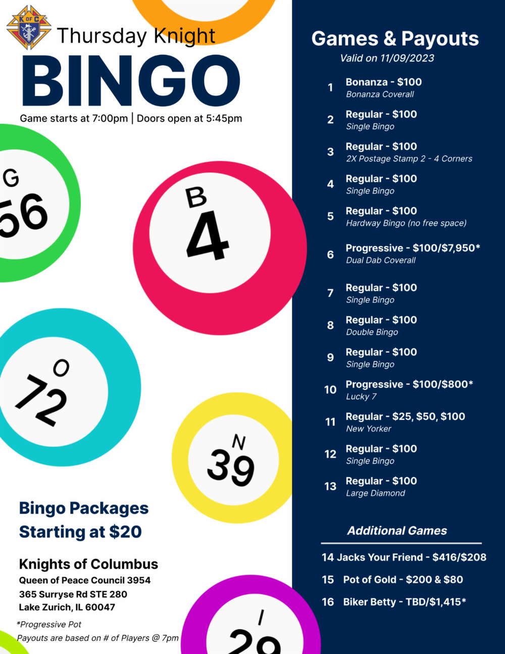 Knights of Columbus BINGO! — St. Francis de Sales Catholic Parish