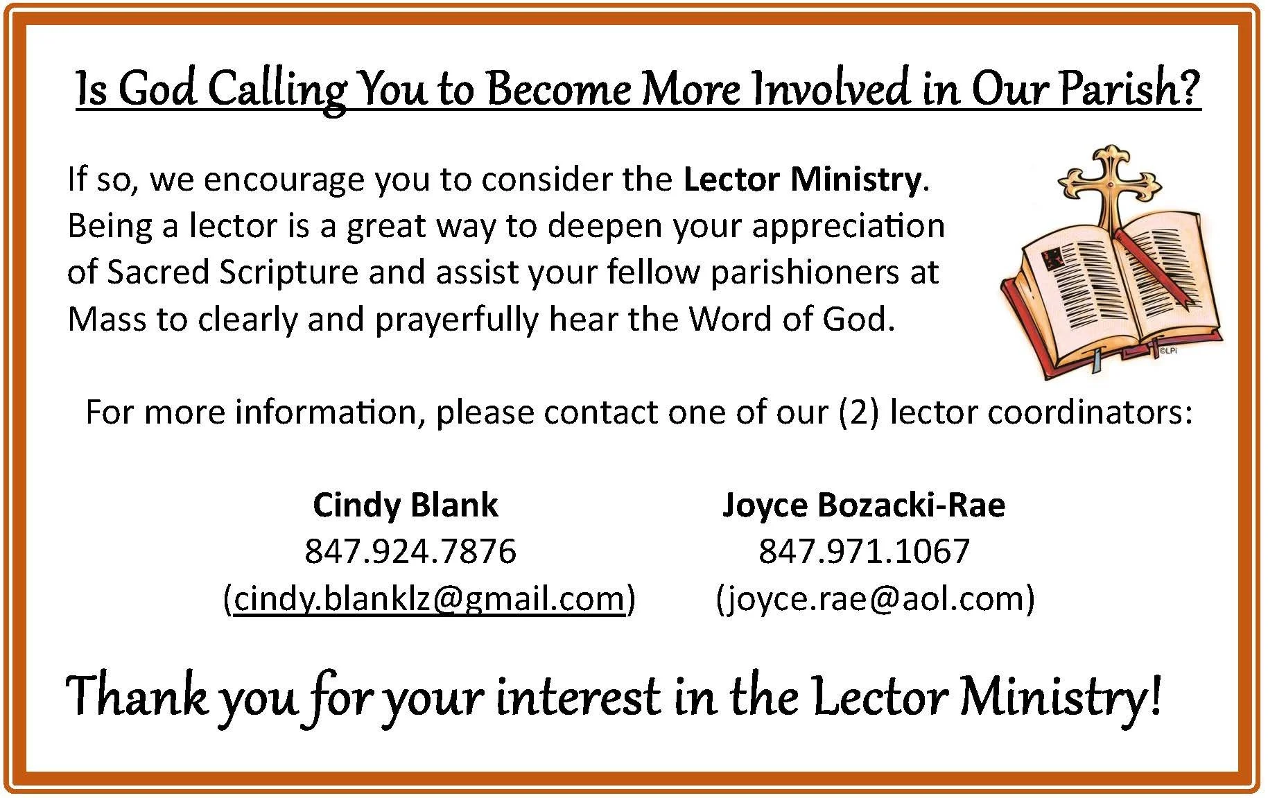 Lector Ministry Call — St. Francis de Sales Catholic Parish