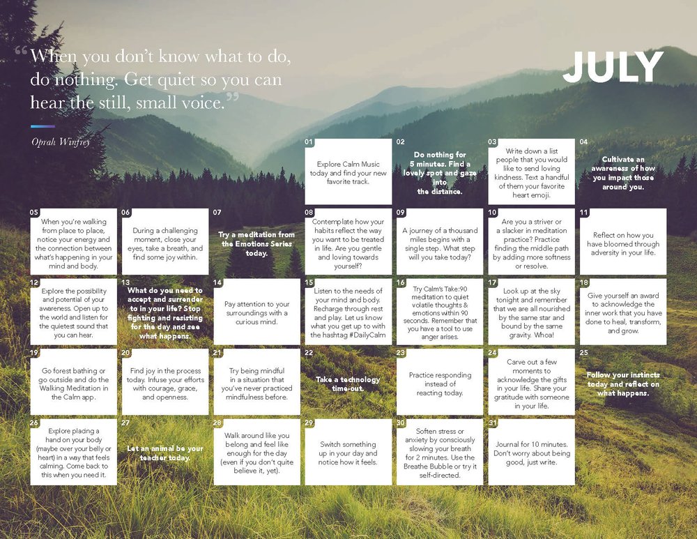 2020 Daily Calm Calendar — Calm Blog