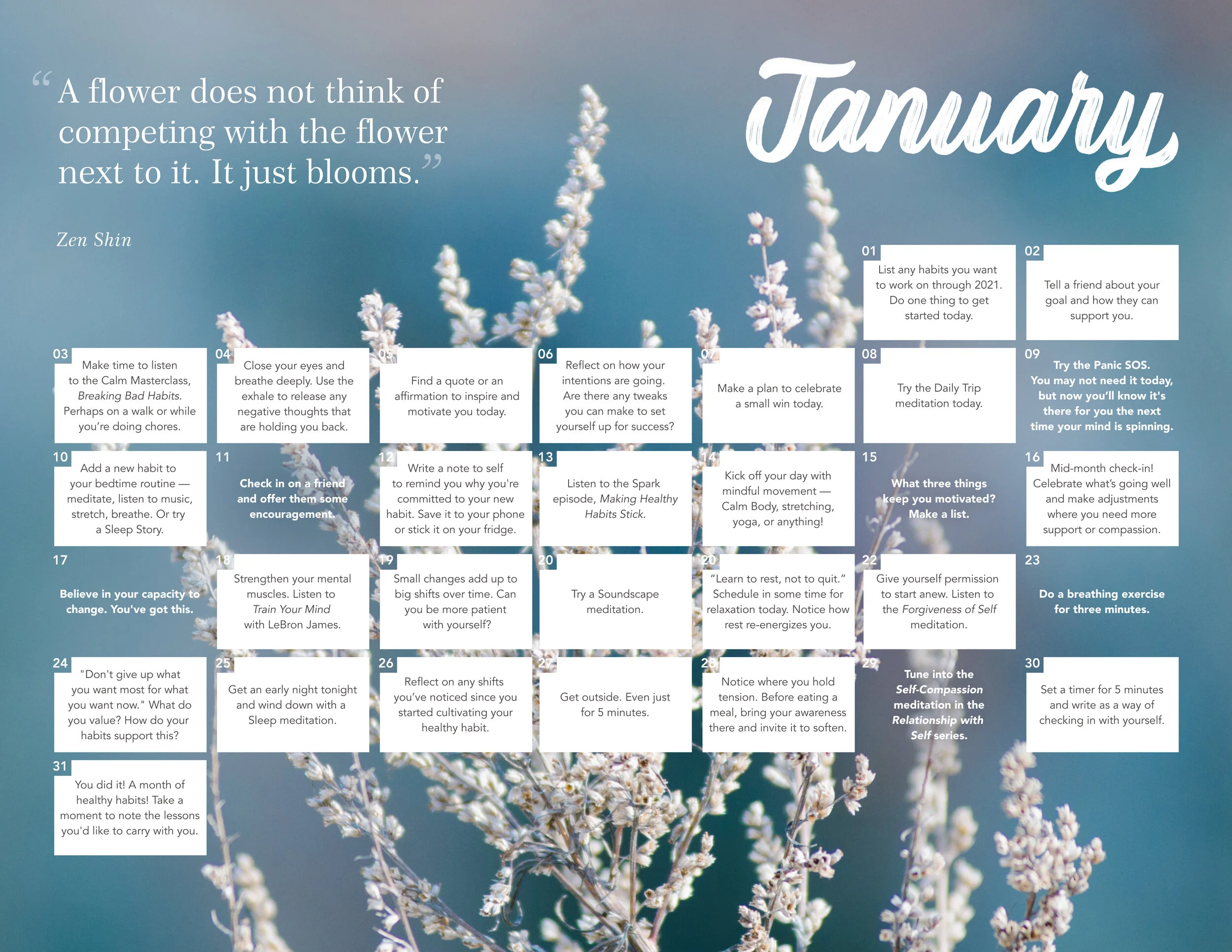 January 2021 Calm Calendar — Calm Blog