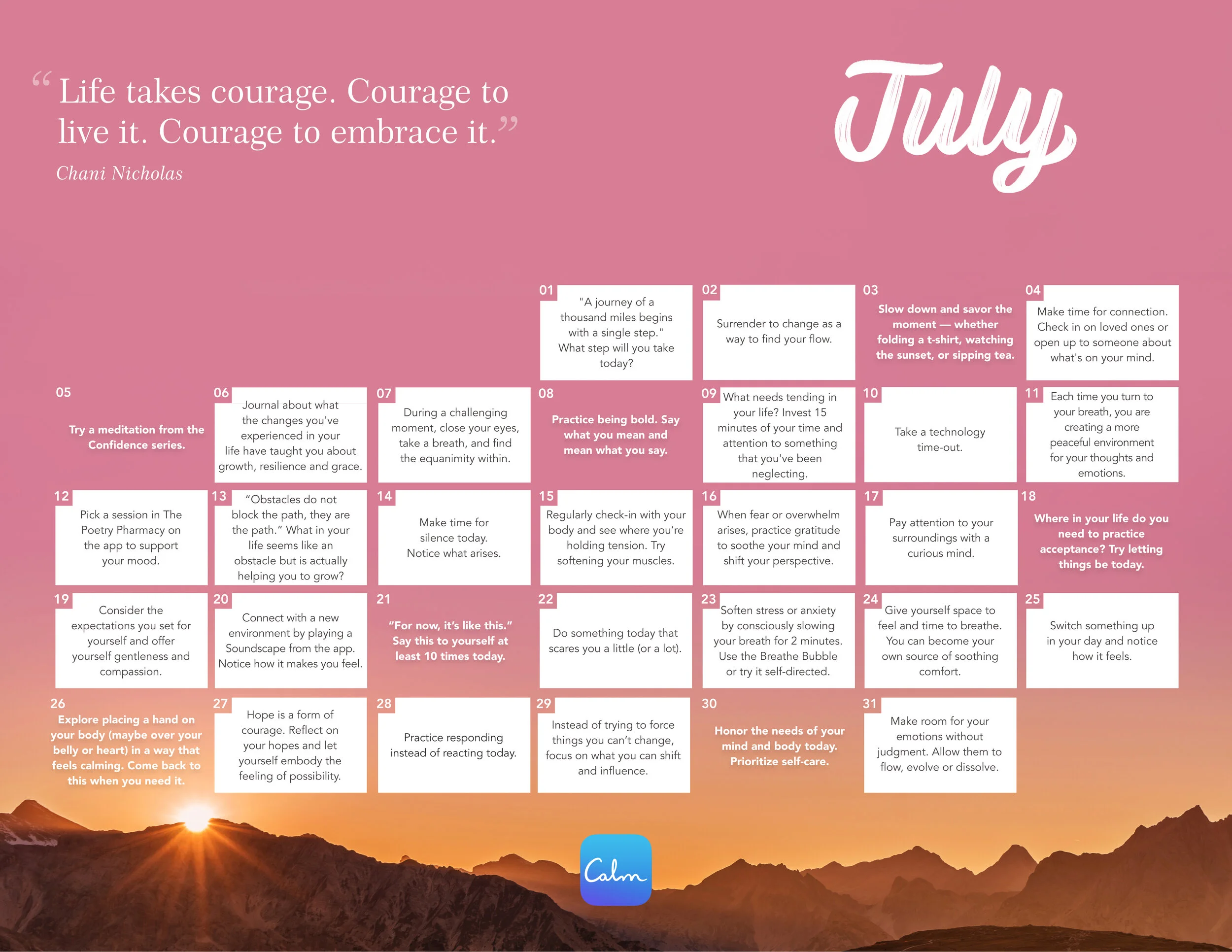 July 2021 Calm Calendar — Calm Blog