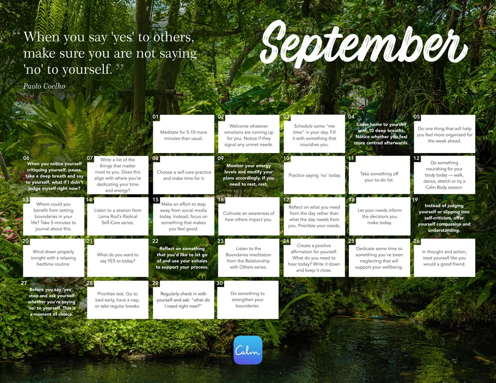 September 2021 Calm Calendar — Calm Blog