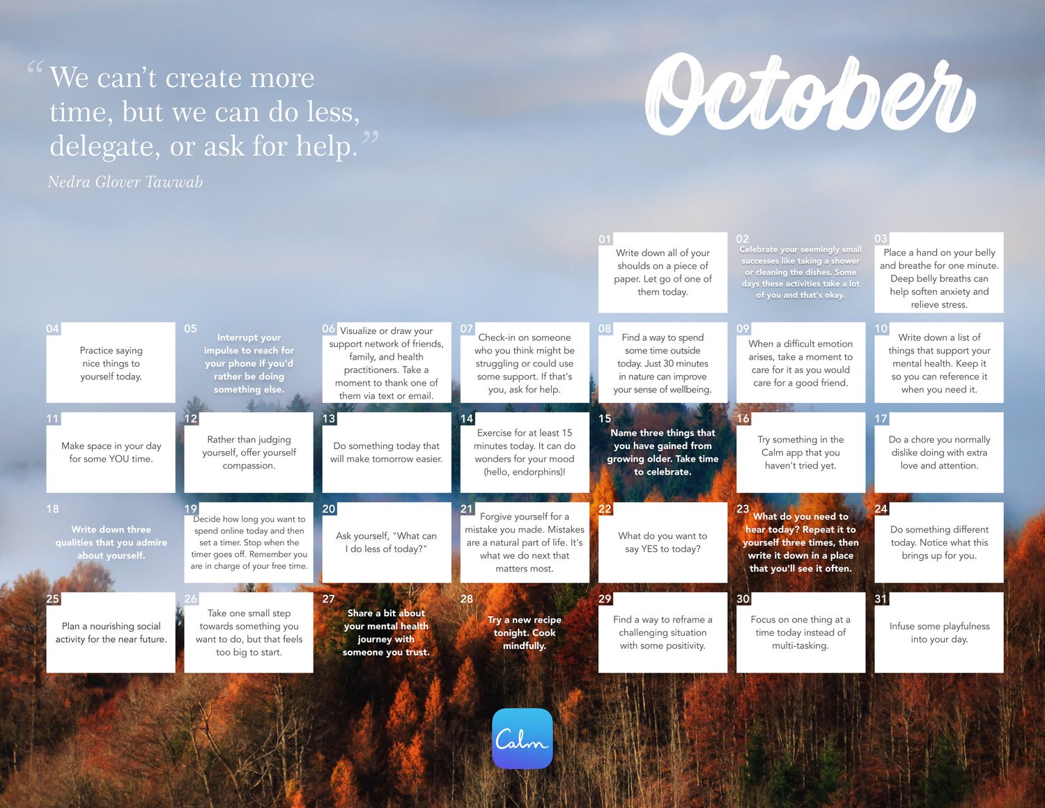 October 2021 Calm Calendar — Calm Blog