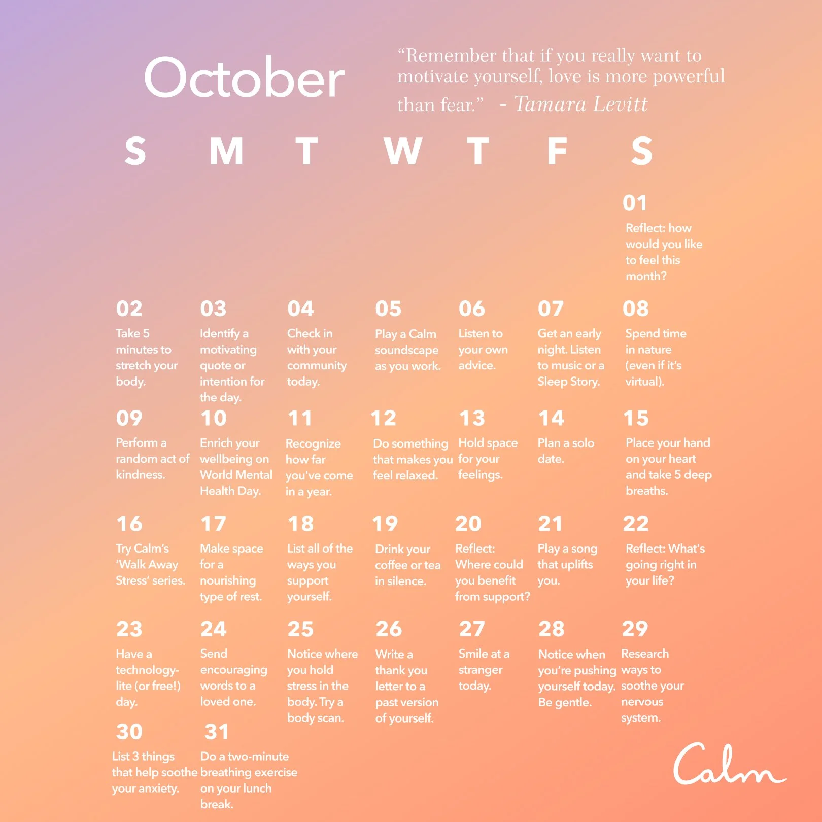October Quotes For Calendars