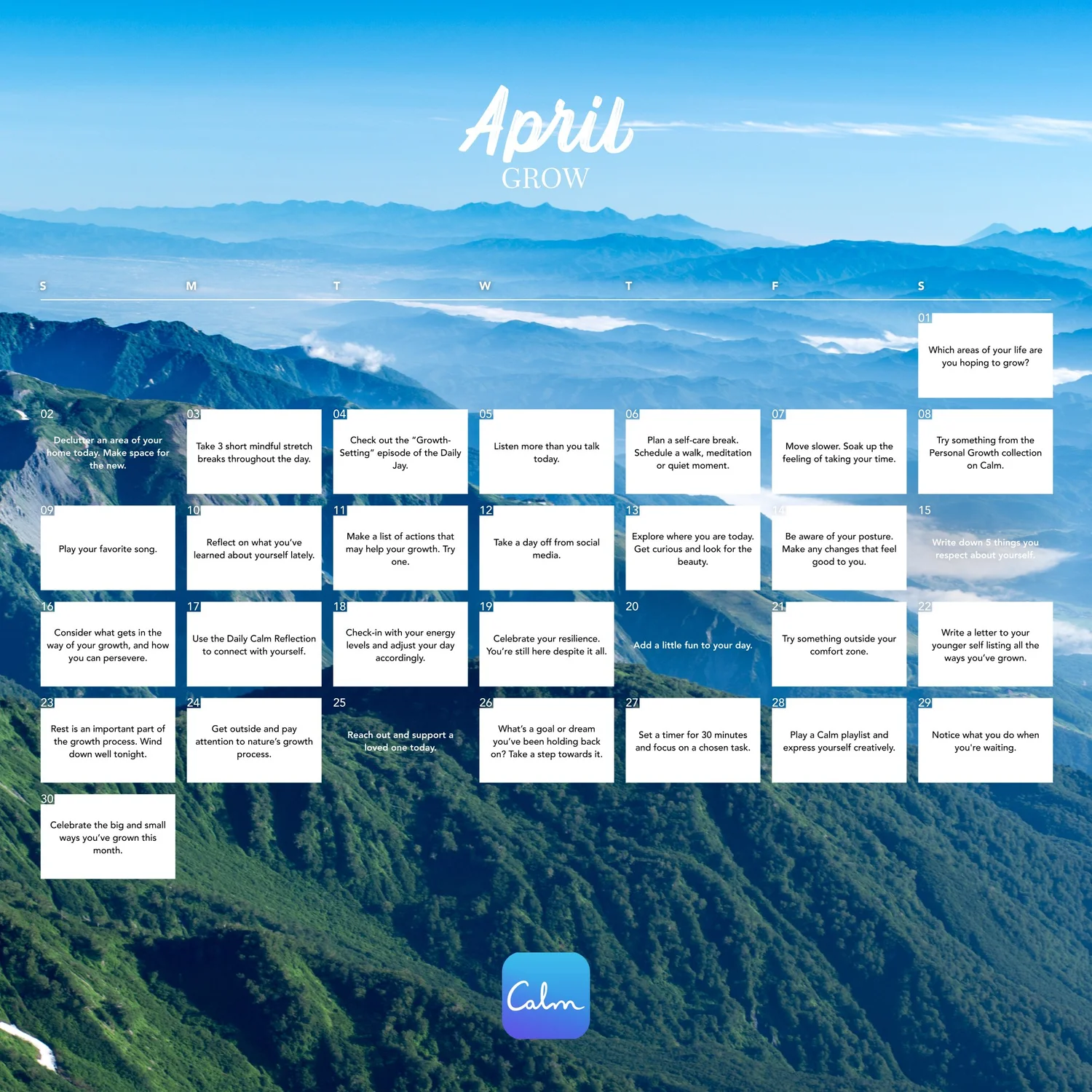 April 2023 Calm Calendar: growth happens one small step at a time ...