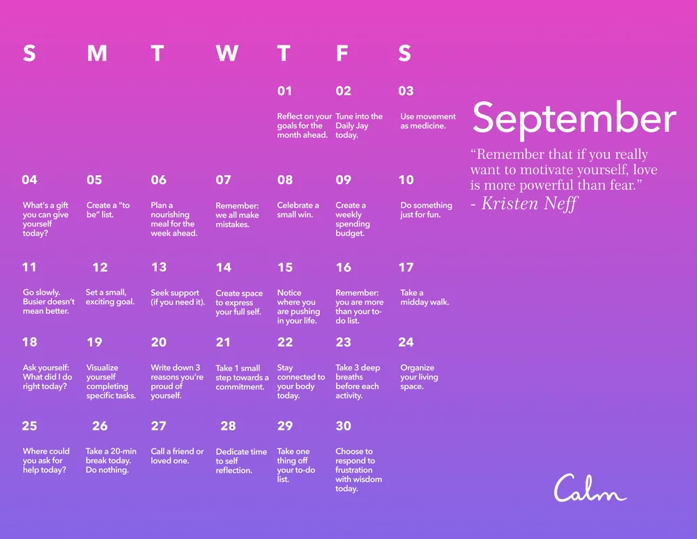 September 2022 Calm Calendar — Calm Blog