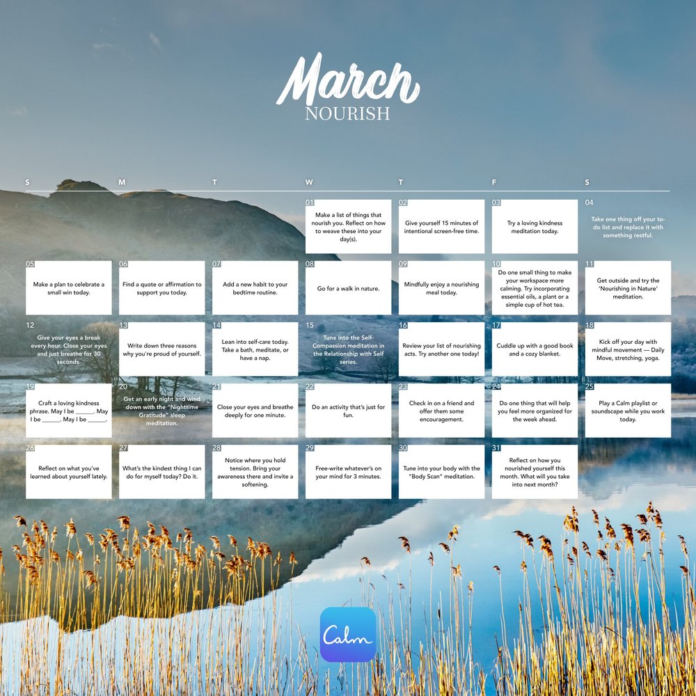 March 2023 Calm Calendar: nourish your physical, mental, and emotional ...