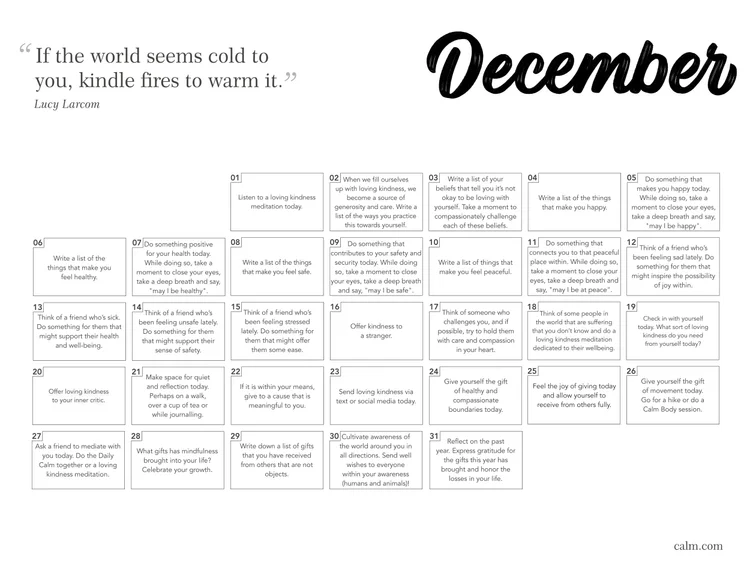 December 2021 Calm Calendar — Calm Blog