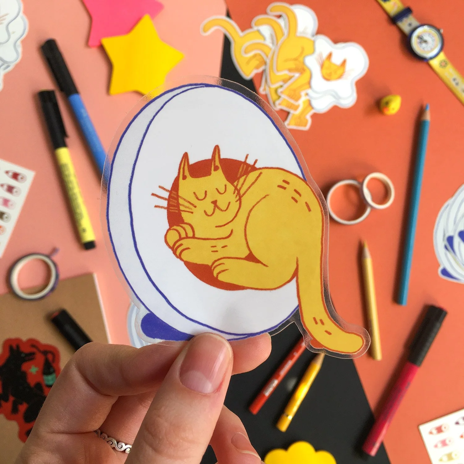 EGGCATS! Clear Stickers — ASH N. DELEON