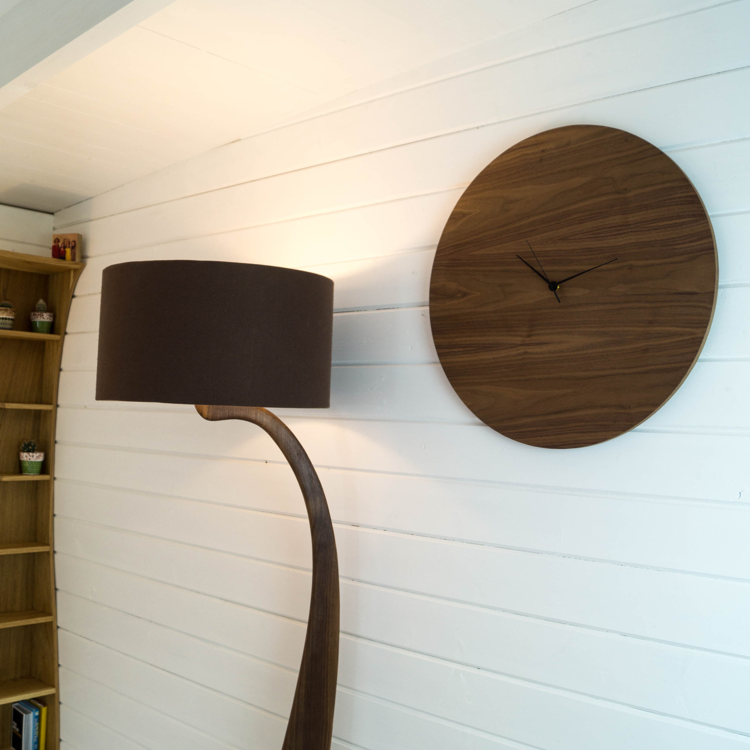 Large round clock in oak or walnut — Liv Cornall Design