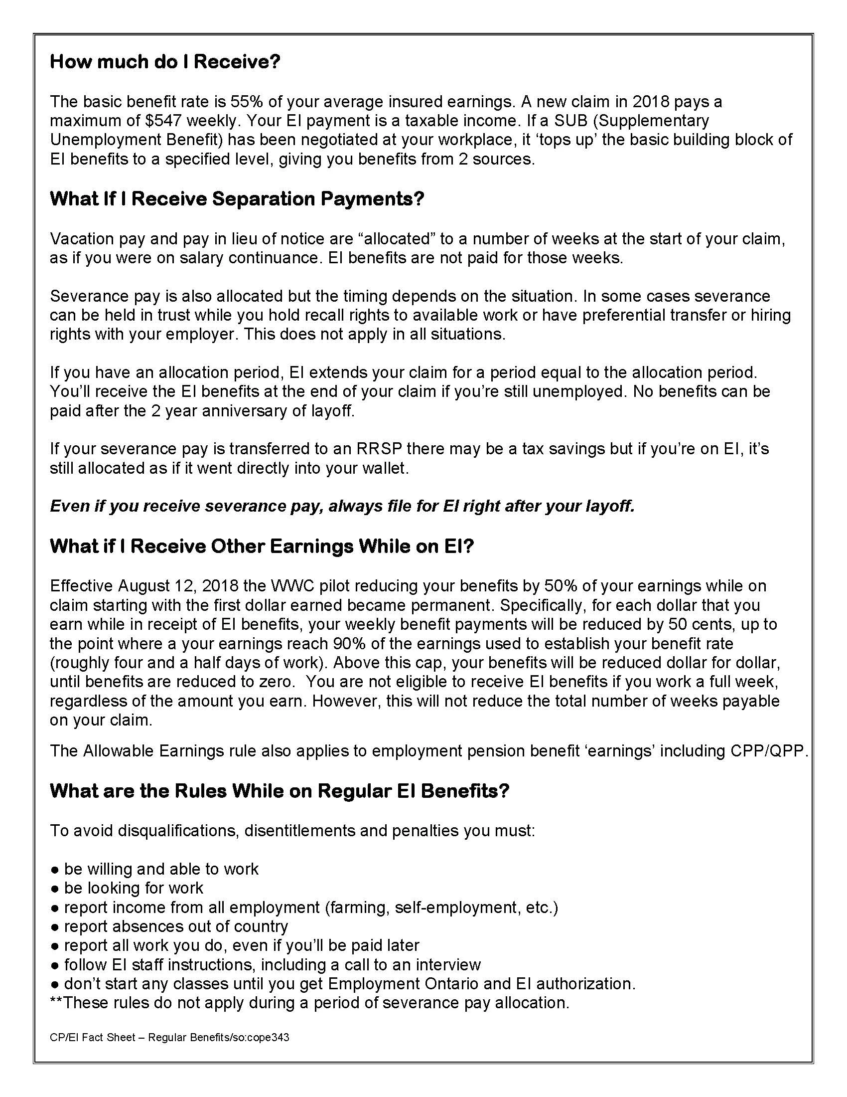 Employment Insurance Fact Sheet — Unifor Local 44