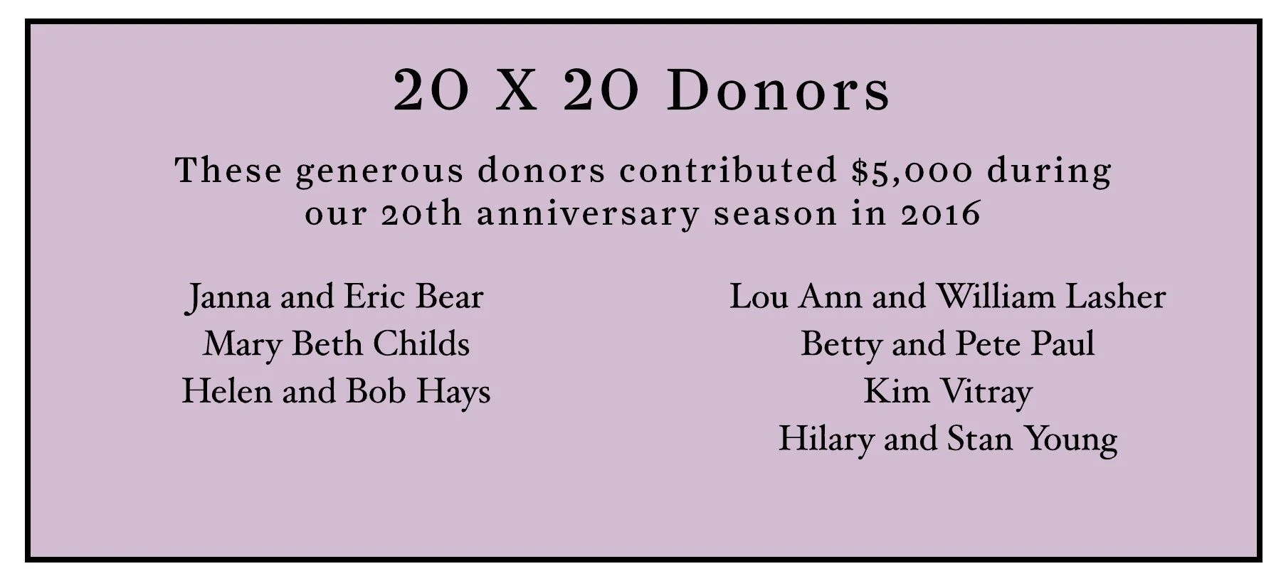 Donor Acknowledgement — Panoramic Voices