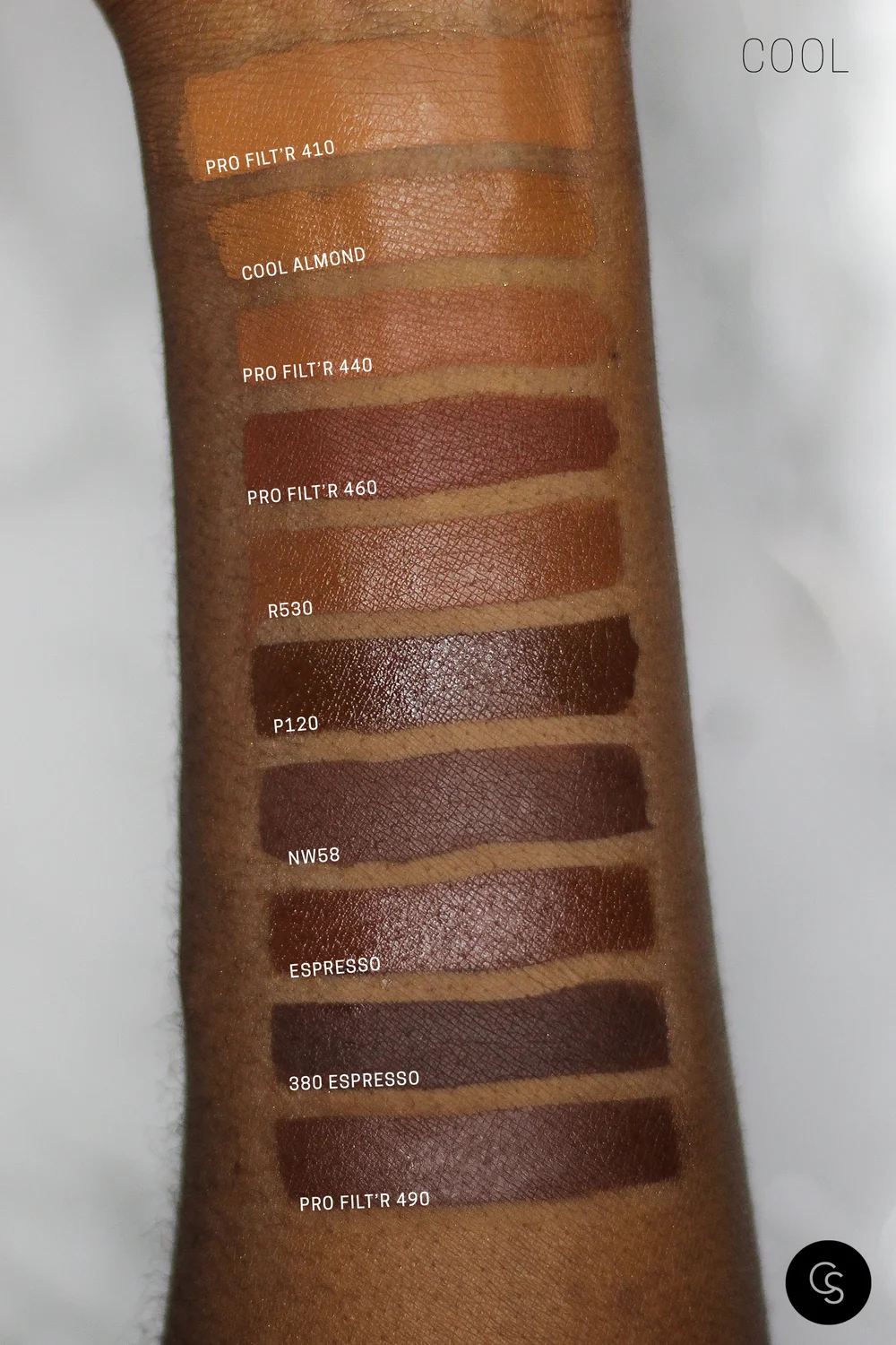 FENTY BEAUTY PRO FILT'R FOUNDATION FINDER — Cocoa Swatches