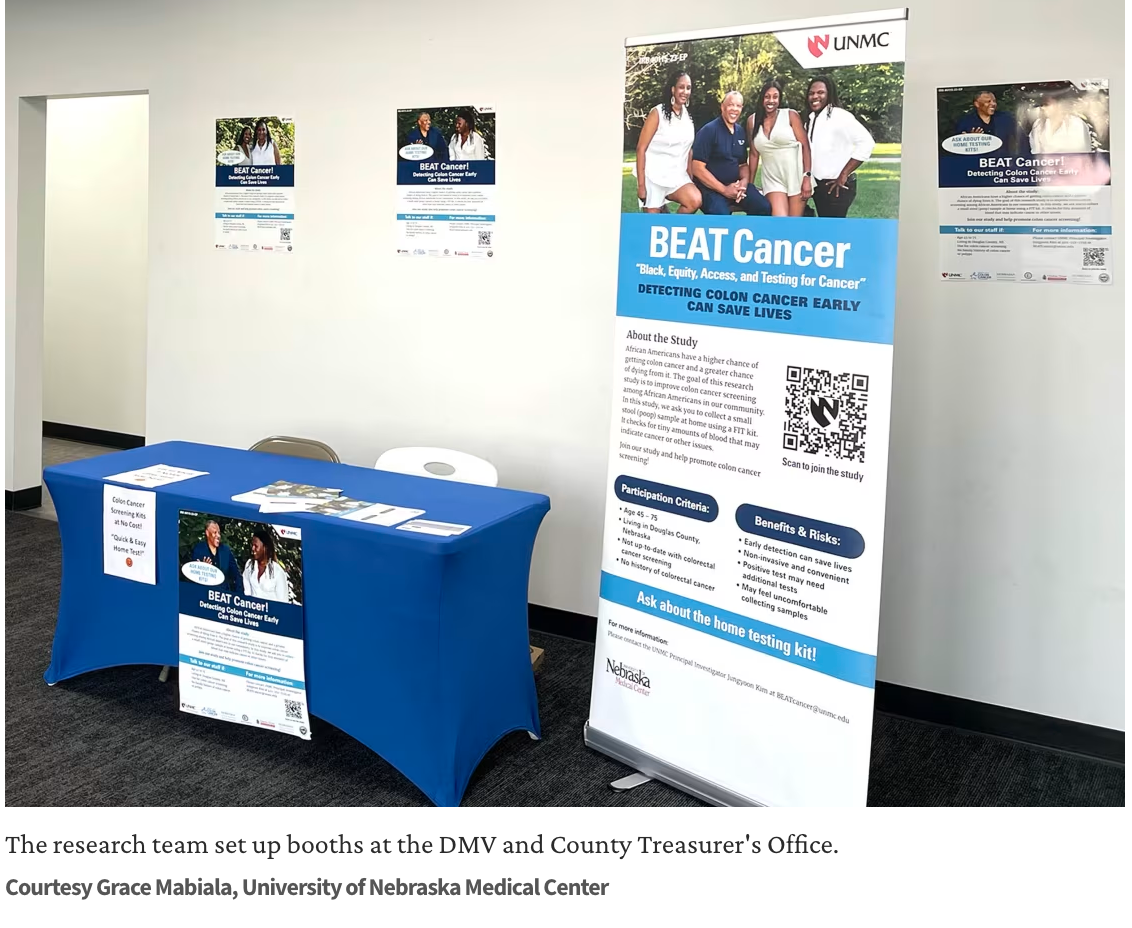 Researchers handing out colon cancer test kits at Omaha DMV as part of ...