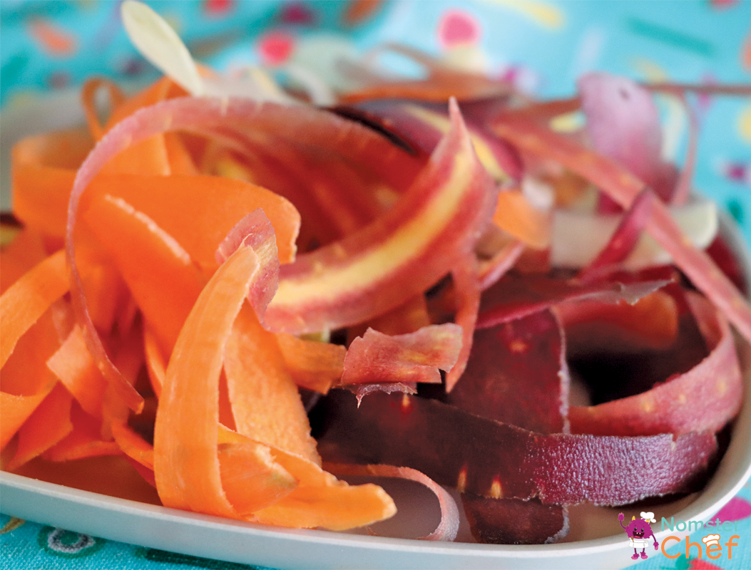 Nomster Chef | Earth Day Rainbow Carrot Peel Chips | Fun food recipes ...