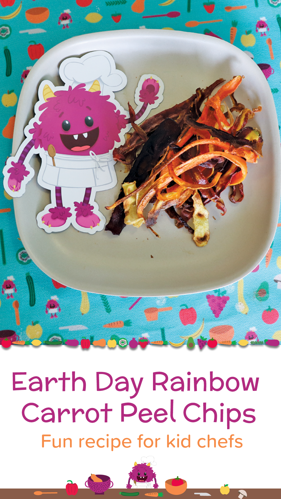 Nomster Chef | Earth Day Rainbow Carrot Peel Chips | Fun food recipes ...