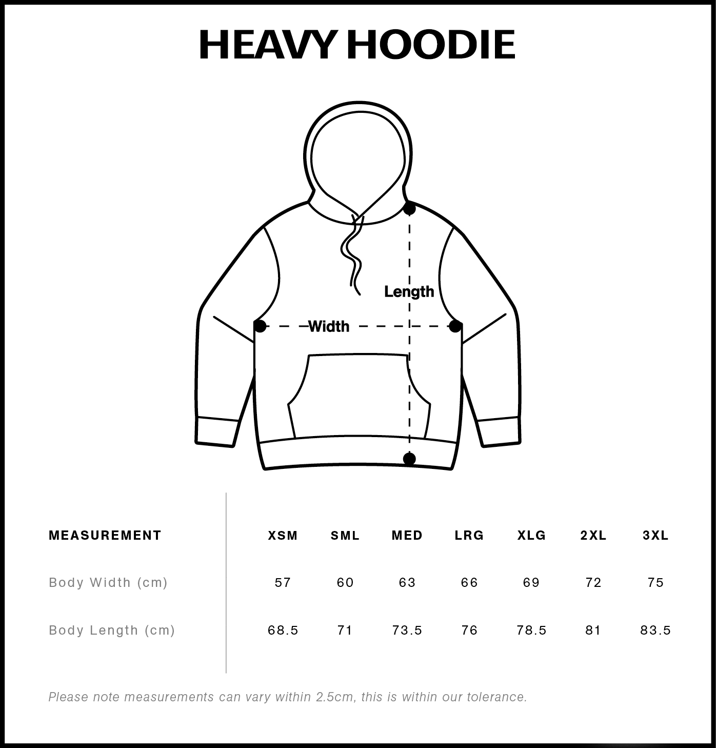 Heavy Hoodie Sizing Chart-Hale Compound Conditioning | Group Fitness ...