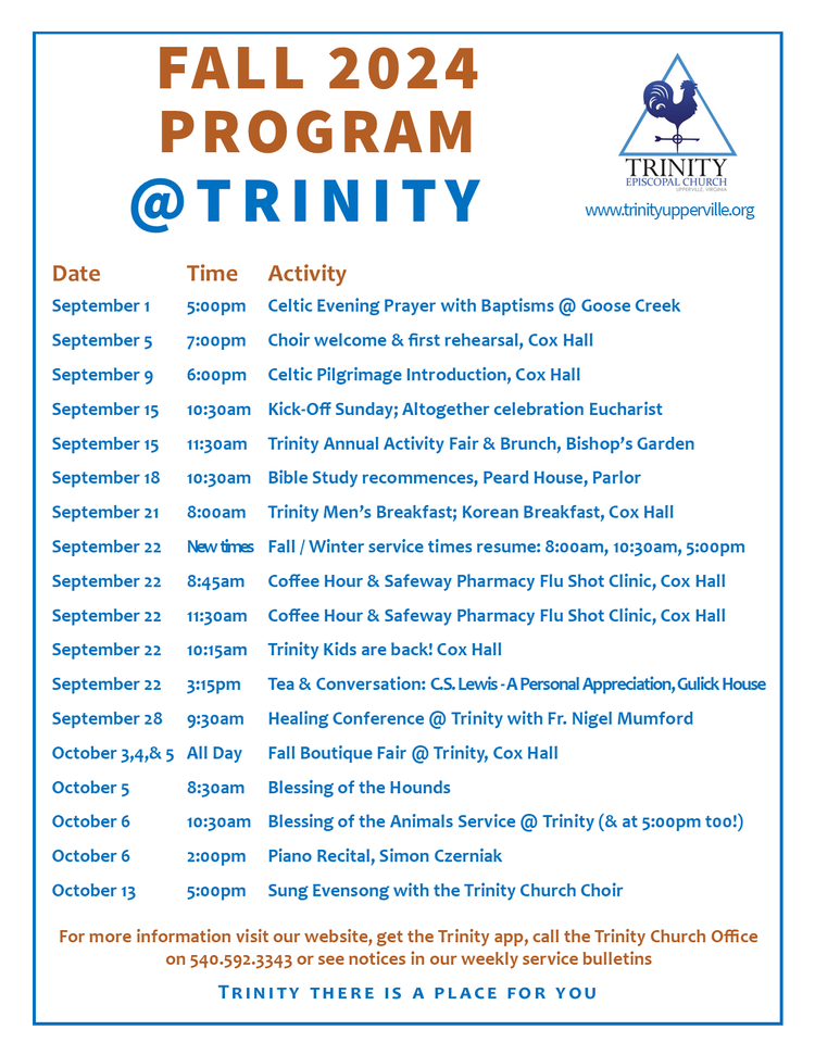 Fall 2024 Program at Trinity — Trinity Episcopal Church