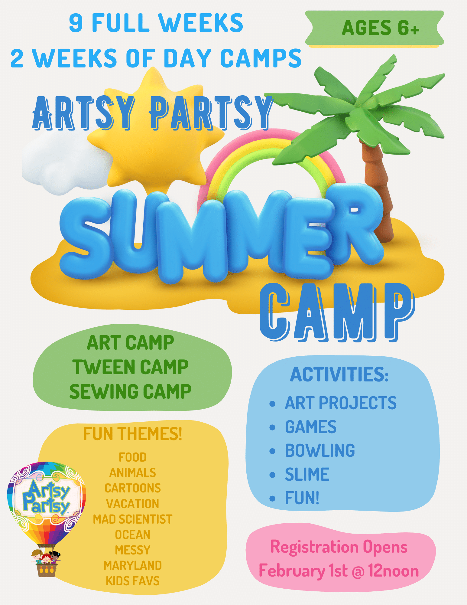 Art Camps for Summer, Fall 2020-2021 | Art Studio — Artsy Partsy