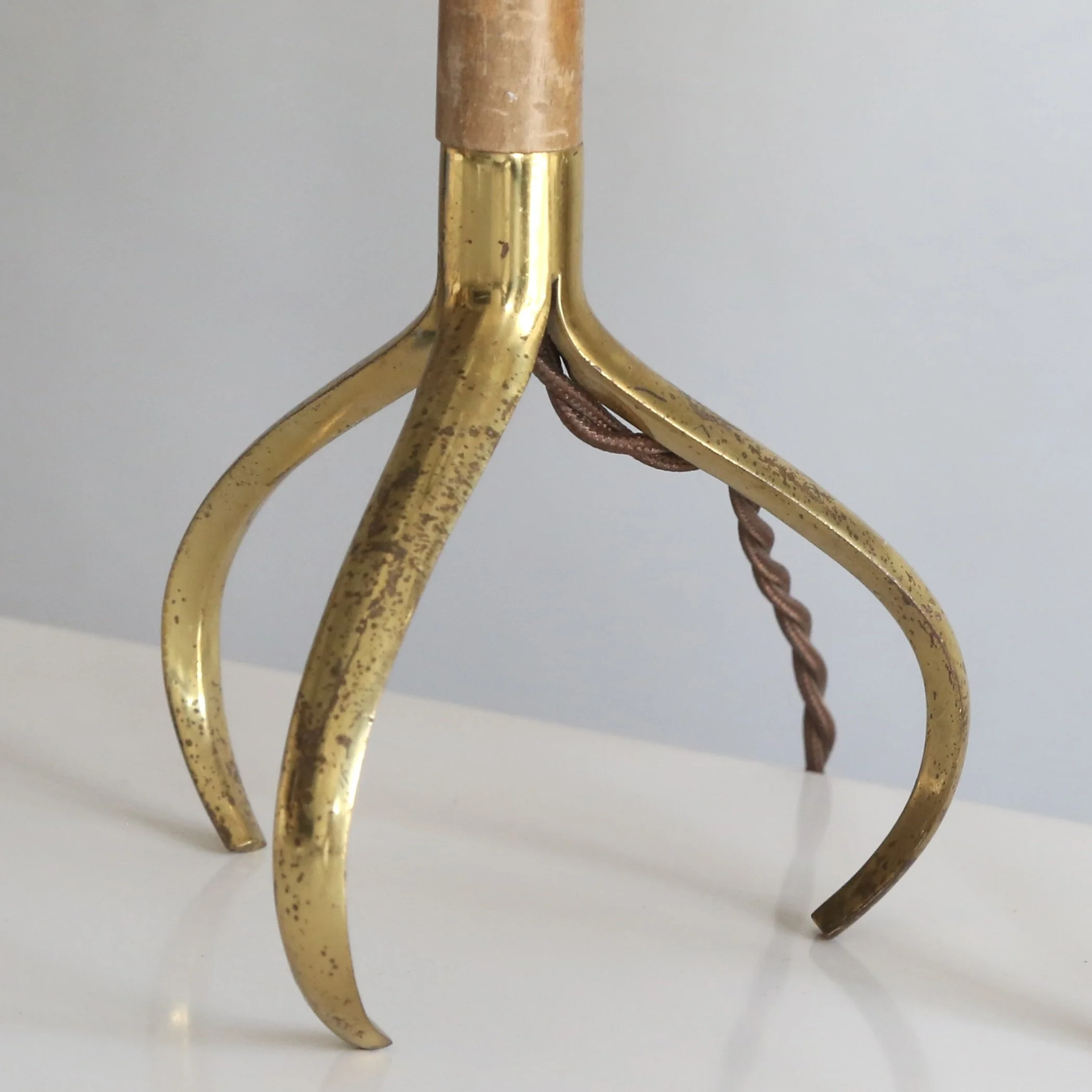 PAIR MID-CENTURY MODERN WOOD & BRASS TRI-LEG TABLE LAMPS; FRANCE — Amy ...