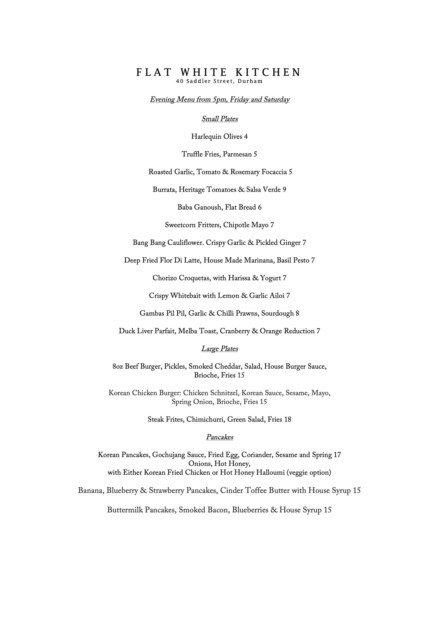 Dinner — Flat White Kitchen