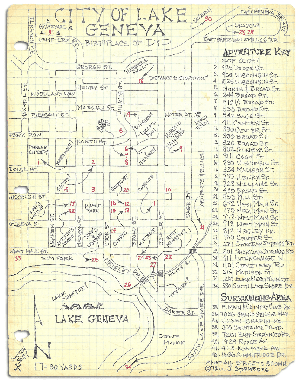Prototype Adventurer's Map of Lake Geneva — Gygax Memorial Fund, Inc.