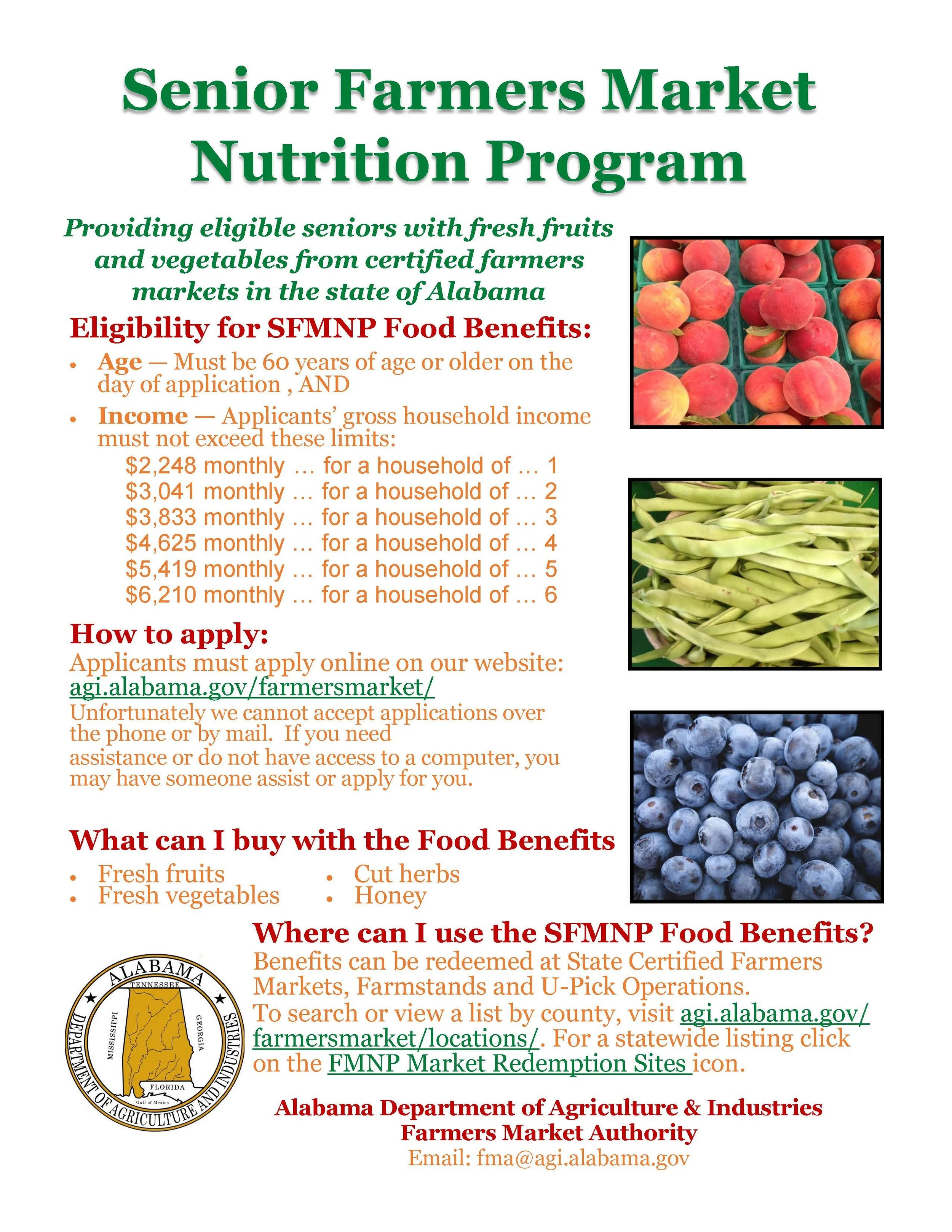 Alabama Senior Farmers Market Nutrition Program (FMNP) — Area Agency on ...