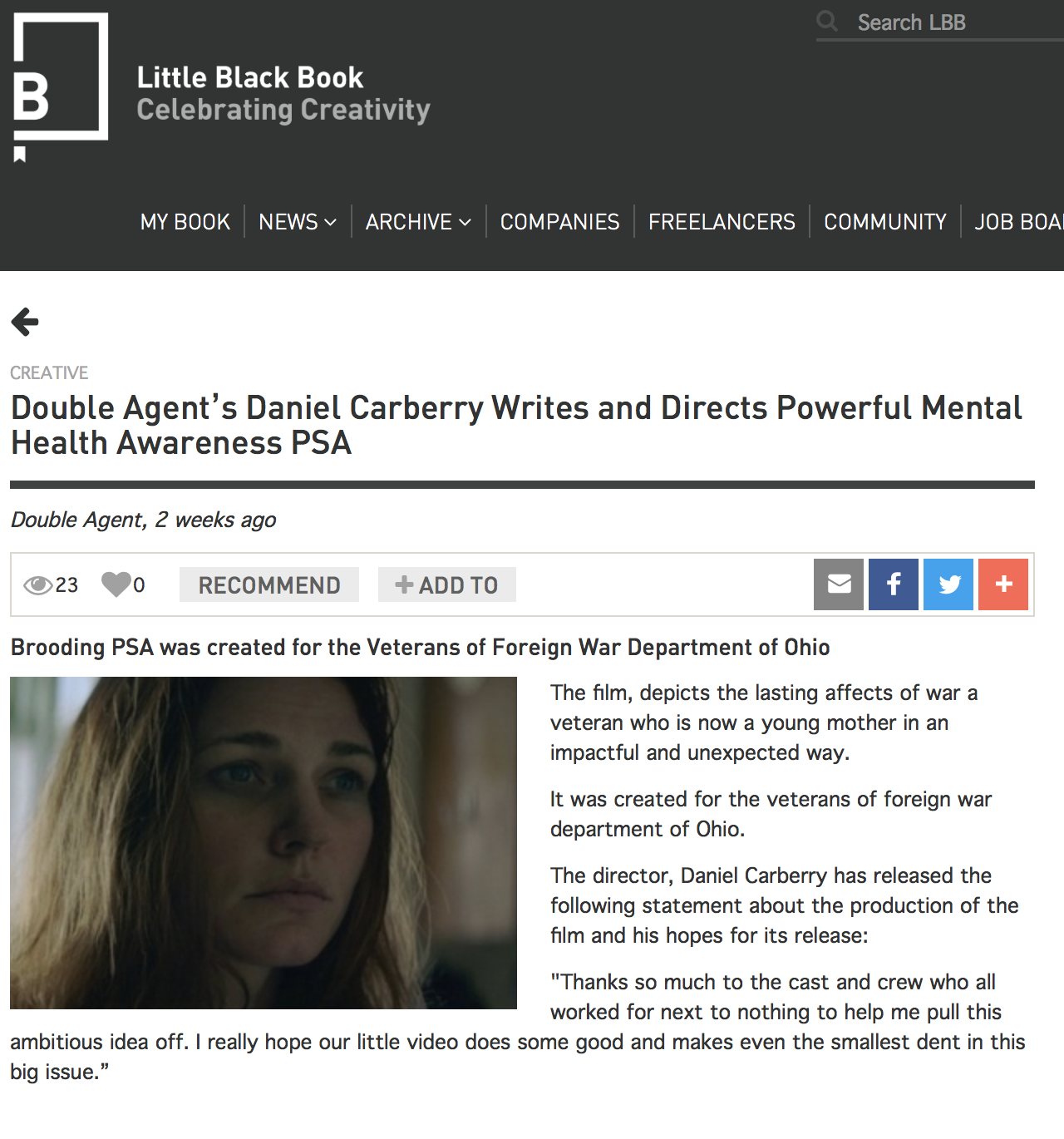 "THE WAR AT HOME" PSA — Director Daniel Carberry