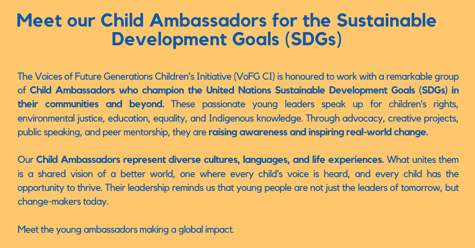 Child Ambassadors for the SDGs | Voices of Future Generations (VoFG CI ...