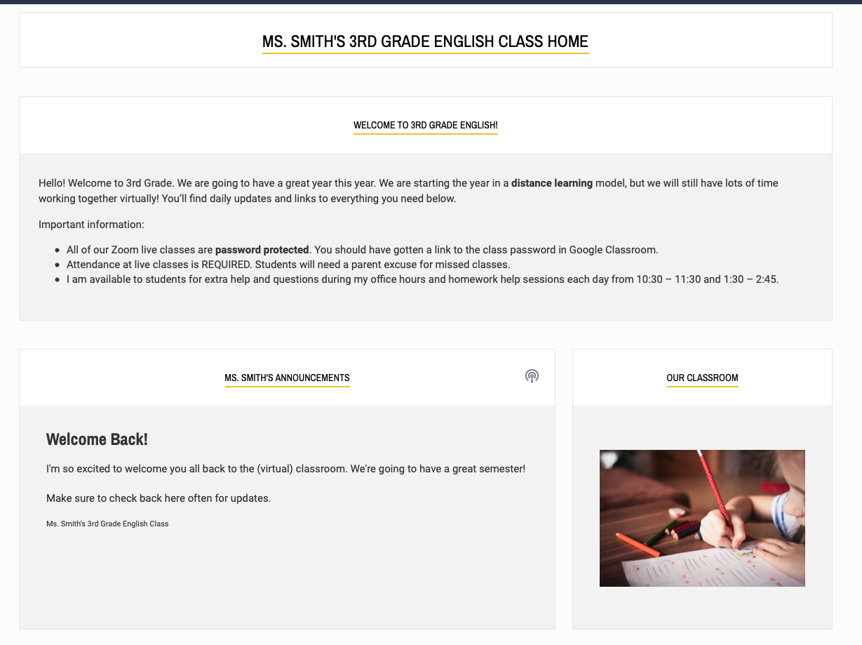 For Teachers: Creating a Class Page for COVID Communication