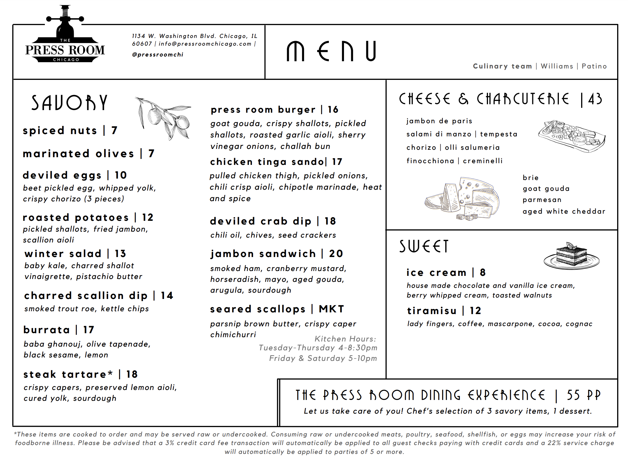 Dinner Menu — The Press Room