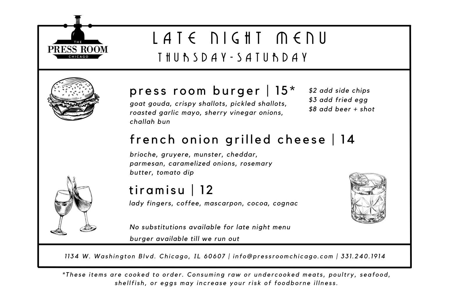 Dinner Menu — The Press Room