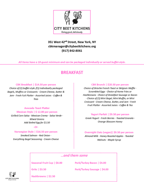 Menu — City Beet Kitchens