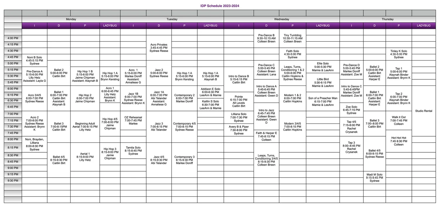 Class Schedule/Descriptions — Imagine Dance Project