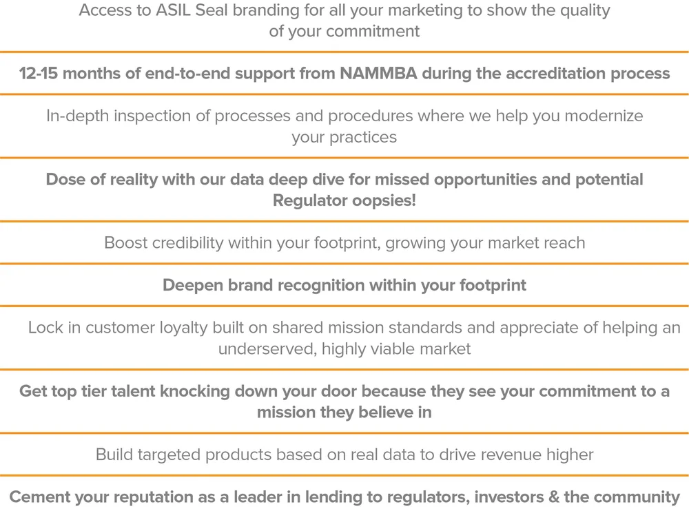 ASIL: Accredited Social Impact Lender Status, limited availability — NAMMBA