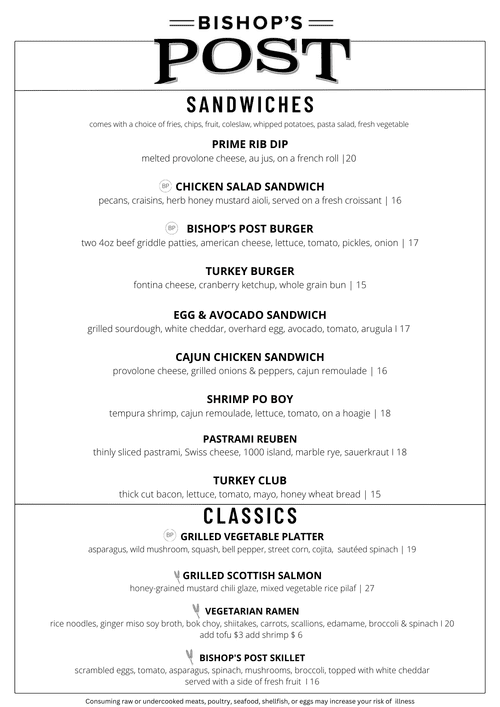 Menu - Bishops Post - American Style Restaurant Chesterfield, MO
