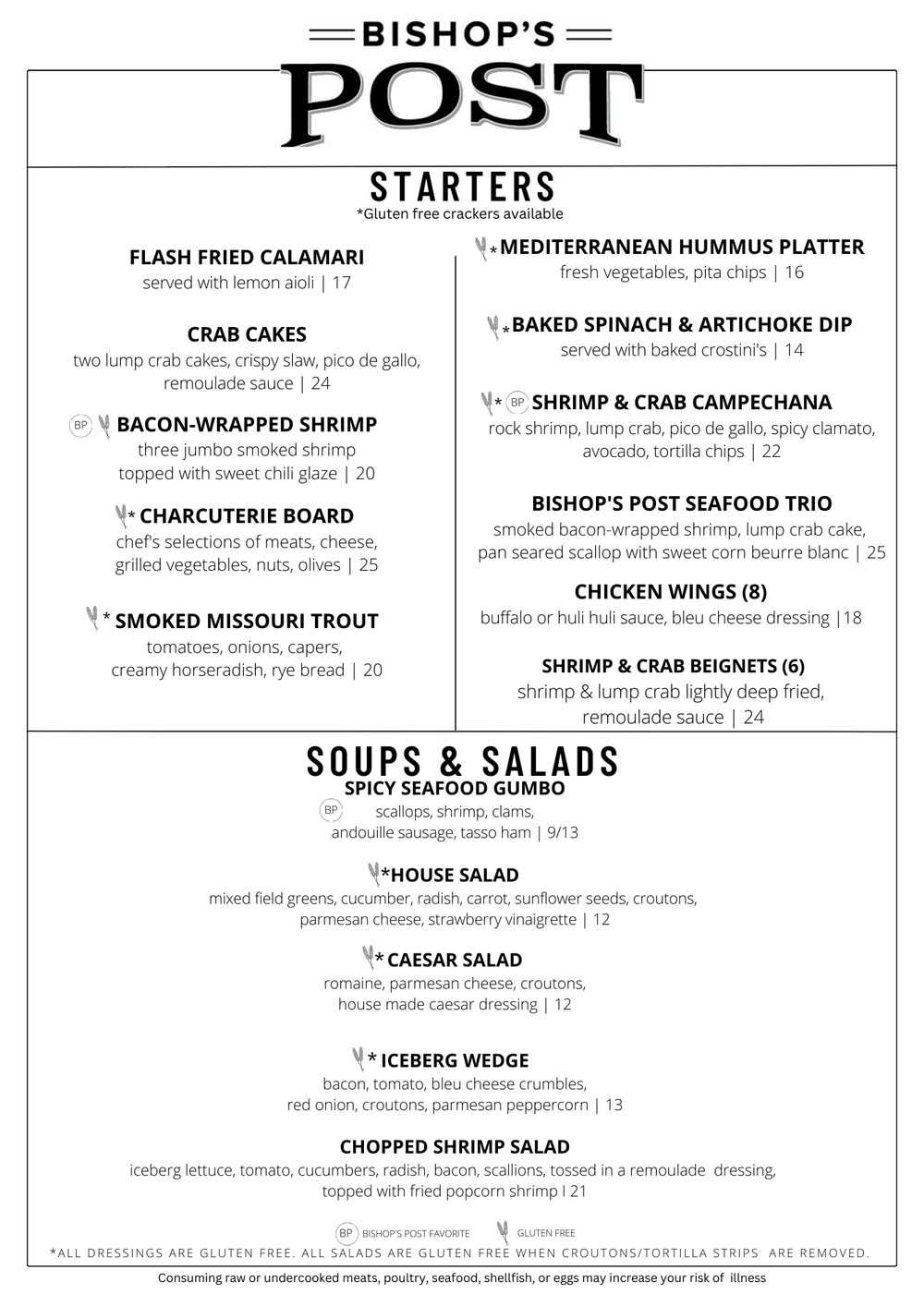 Menu - Bishops Post - American Style Restaurant Chesterfield, MO