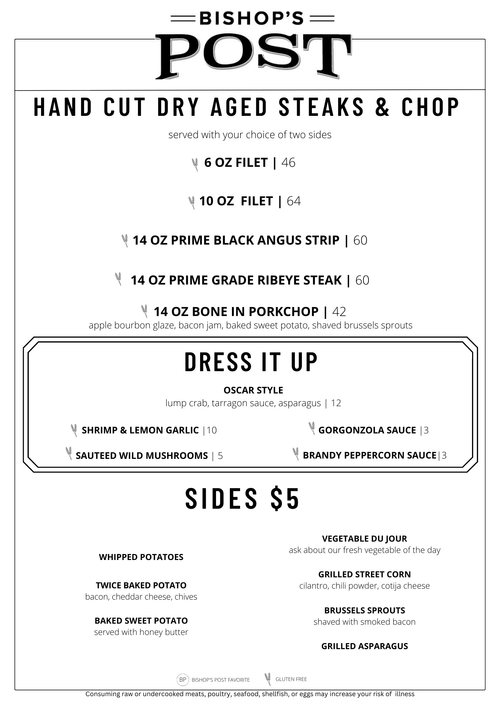 Menu - Bishops Post - American Style Restaurant Chesterfield, MO
